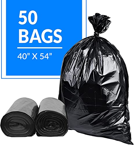 Reli. SuperValue Trash Bags, 55-60 Gallon | 50 Count | Made in USA | Black 55 Gallon Trash Bags | Heavy Duty Can Liners, Garbage Bags, Bulk Contractor Bags 55 Gallon Capacity | Black