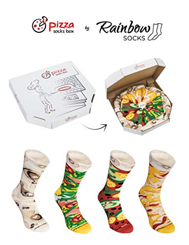 PIZZA SOCKS BOX 4 pairs MIX Hawaii Italian Vege Cotton Socks S Made In EU