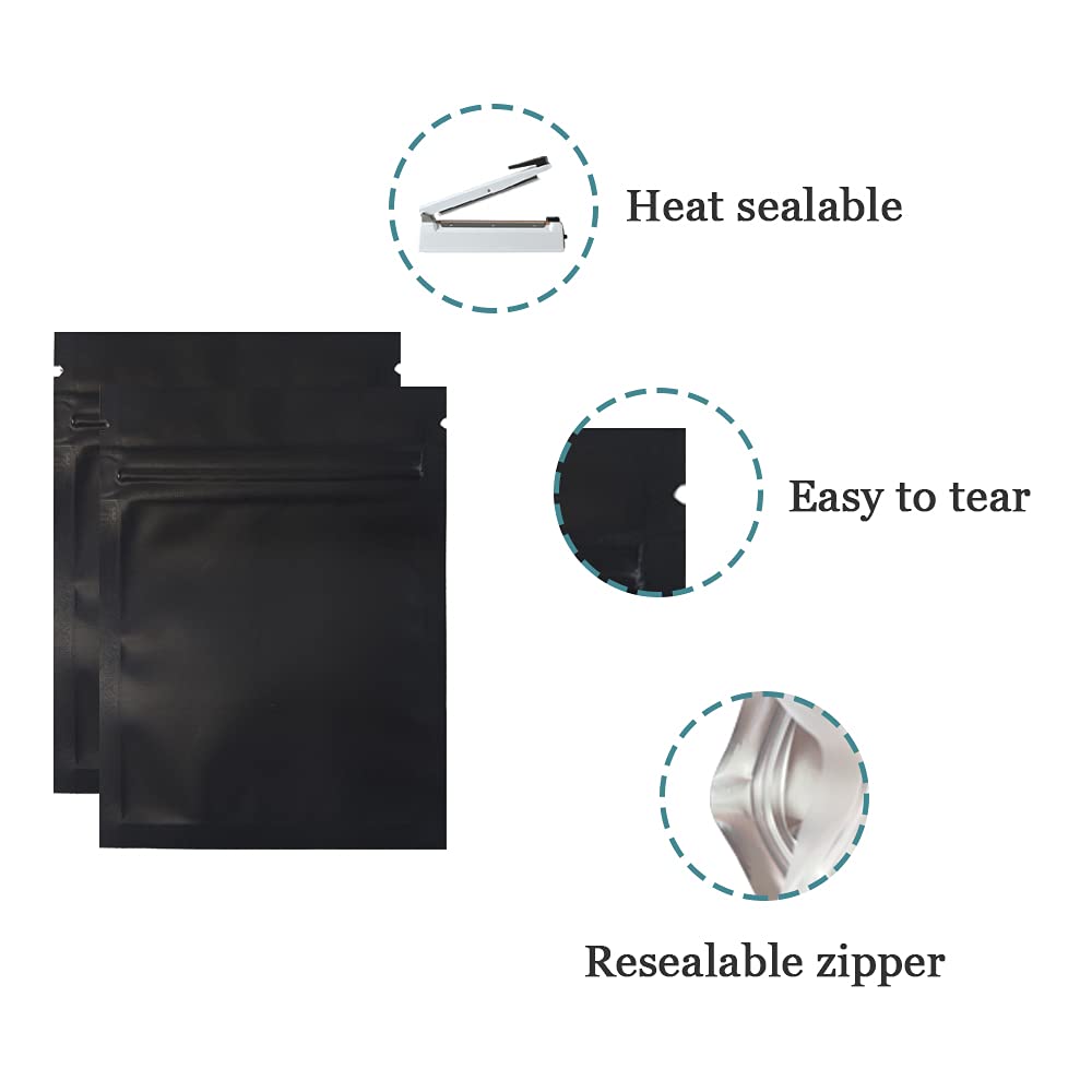 PABCK 200 Pack Resealable Zipper Lock Food Storage Bags for Zip Heat Seal Lock Coffee Foil Pouch Self Sealing Candy Storage Supplies 7.5x10cm (2.9x3.9 inch)