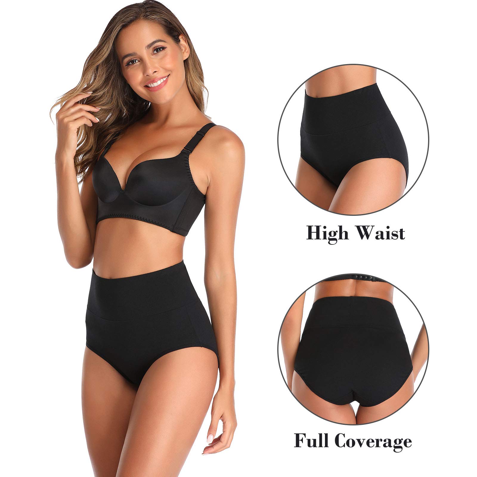K-CHEONY Women's Underwear, High Waist Cotton Breathable Full Coverage Panties Brief Multipack Regular and Plus Size (Dark Assorted, 5 Pack, Medium)