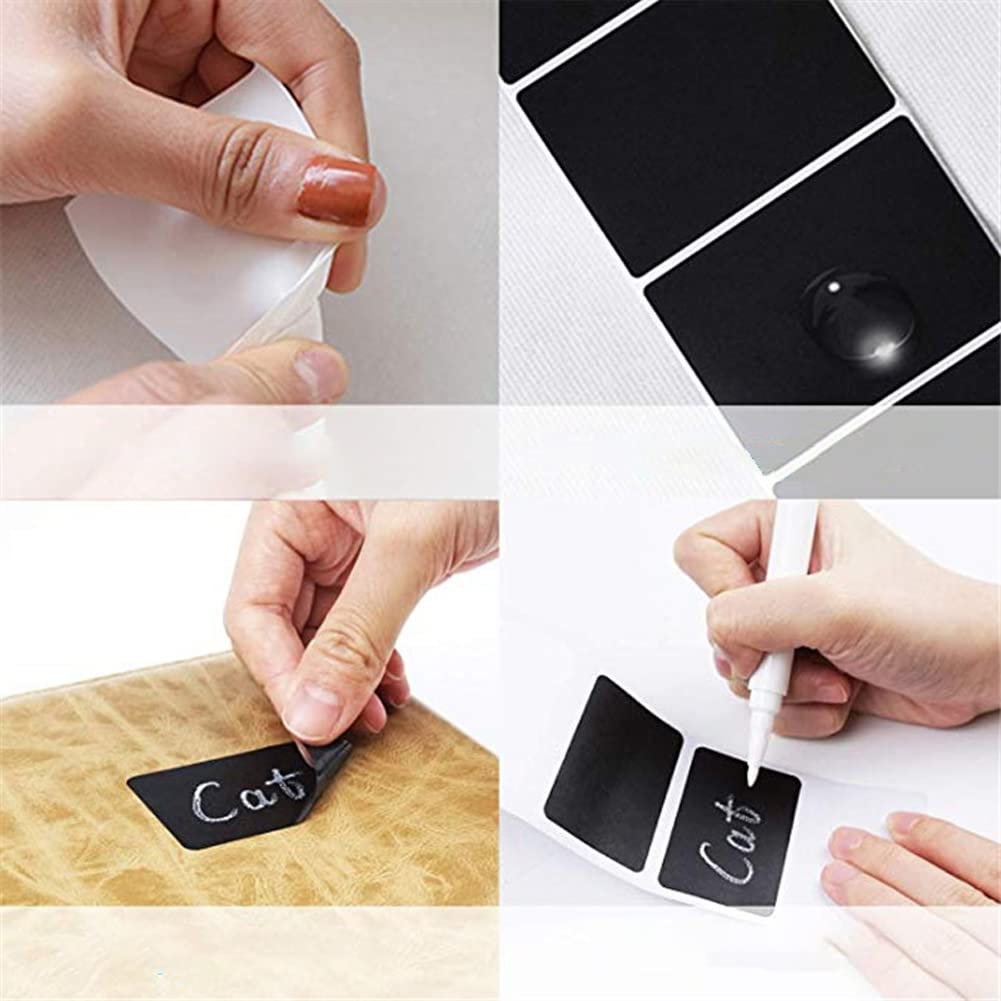 A Roll of 300pcs Black Rectangle Removable Storage Stickers Refrigerator Freezer Paper Label Self-Adhesive Labels-Waterproof Oil-Resistant for Kitchen Refrigerator Restaurants