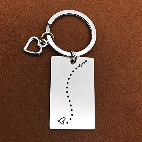 Couple Keychain, I Love You More Than The Miles Between Us Long Distance Relationship Gift for Boyfriend Girlfriend Brithday Valentines Gift Personalized Couples Jewelry Going Away Gift Keychain