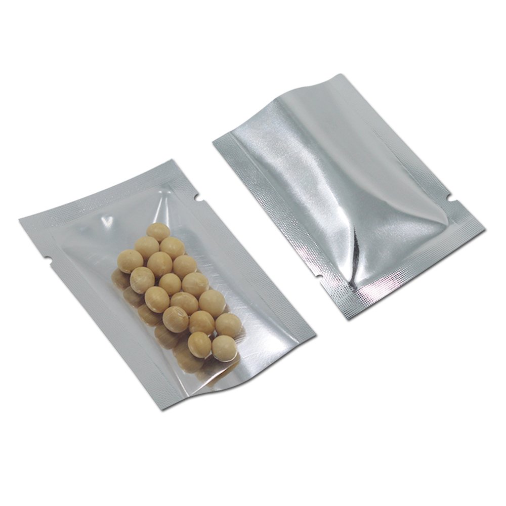 MITOB Silver Aluminum Foil Pouch Heat Seal Front Window Plastic Mini Open Top Flat Vacuum Packaging Mylar Bag Food Small Sample Mylar Storage with Tear Notch (200, 6x9cm(2.3x3.5 inch))