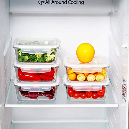 DAS TRUST 5 Pack 36oz Glass Food Storage Container Meal Prep Containers Reusable Fridge Organizers Lunch Container for Adults with Lid Airtight