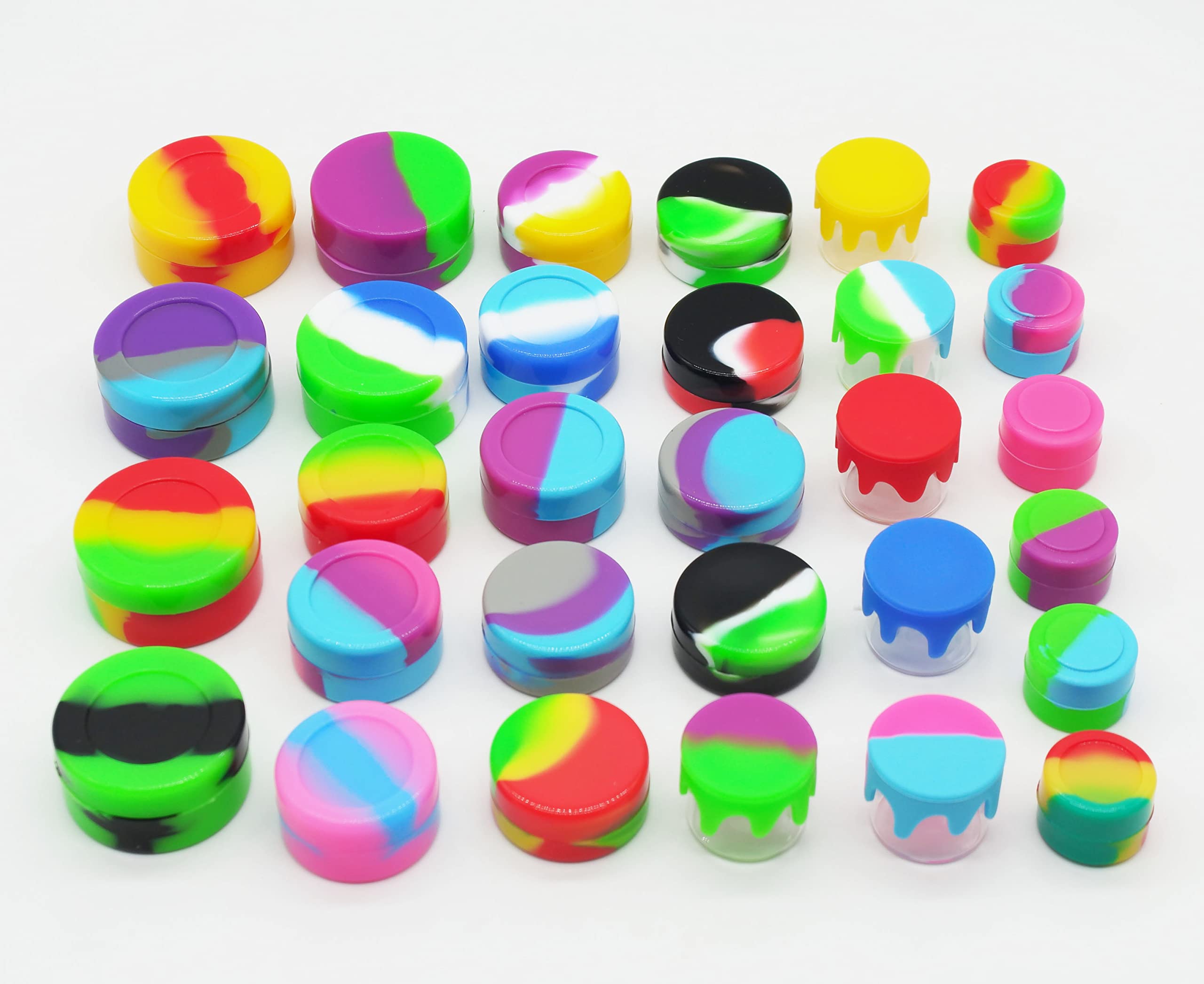KUVIS 2ml 4ml 5ml 6ml 7ml Silicone Containers Concentrate Sealed Non-stick Jars For Sauces, Dressing, Creams, Cosmetics and Kitchen Multi-use (30PCS)