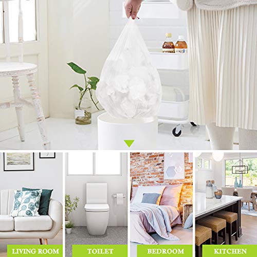1.2 Gallon 320 Counts Strong Trash Bags Garbage Bags by RayPard, fit 5Liter, trash Bin Liners for Home Office Kitchen Bathroom Bedroom, Clear