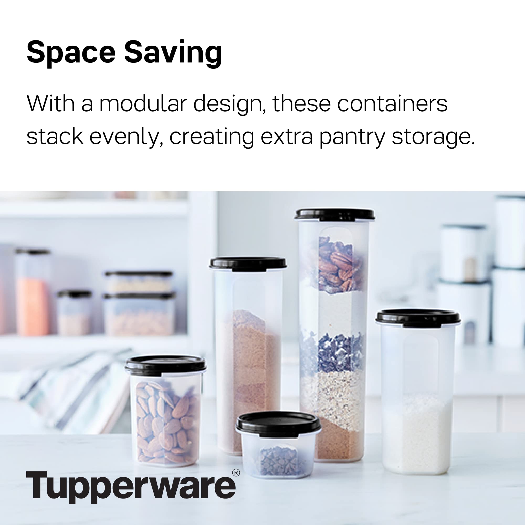 Tupperware Brand Modular Mates Oval Set - 5 Dry Food Storage Containers with Lids (2 Cup, 4¾ Cup, 7¼ Cup, 9¾ Cup & 12¼ Cup Sizes) - Airtight, Dishwasher Safe & BPA Free