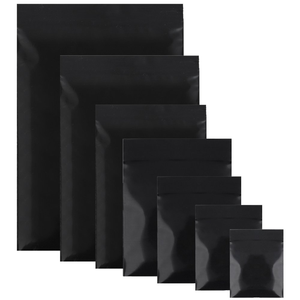 100PCS Black Polyethylene Flat Zip Closure Bags (6x9cm (2.4x3.5"))