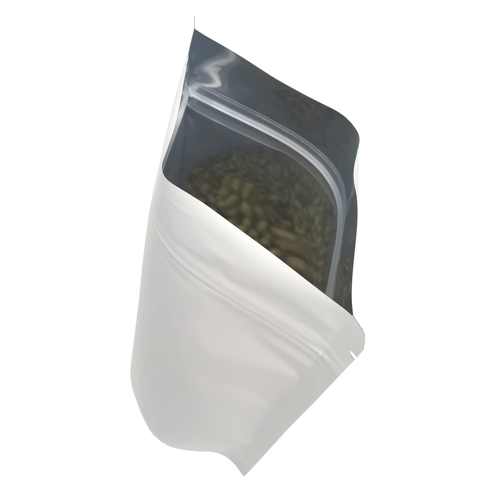 50 Pieces Large Stand Up Pouchs for Food Storage Resealable Smell Proof Ziplock Bags Holographic Packaging Pouch Bag White
