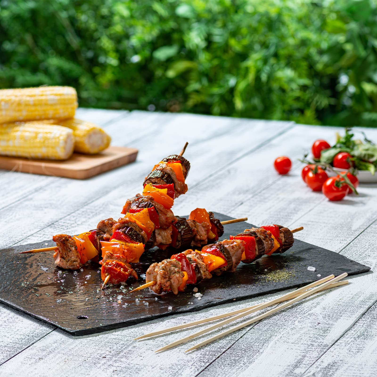 [100 Count] 12" Bamboo Shish Kabob / Kebab Skewer Wood Sticks for BBQs, Appetizers, Corn Dog, & Grilling