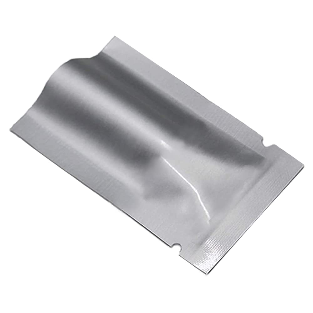MITOB Silver Mylar Bags Pure Aluminum Foil Flat Food Storage Bag 3.9 Mil Open Top Heat Sealing Vacuum Pouch for Coffee Beans Candy with Tear Notch (100, 3.94x5.91 inch)