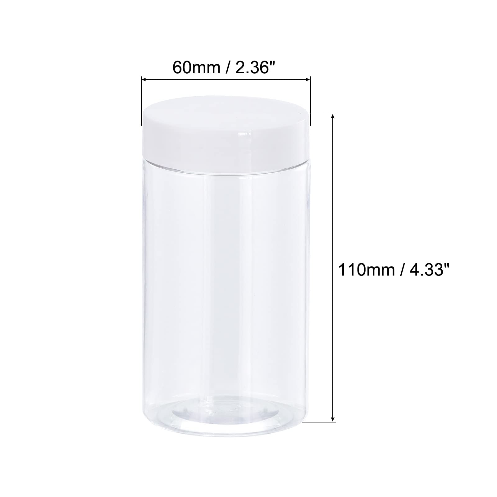 uxcell Round Plastic Jars with White Screw Top Lid, 8oz/ 250ml Wide-mouth Clear Empty Containers for Storage, Organizing, 10Pcs
