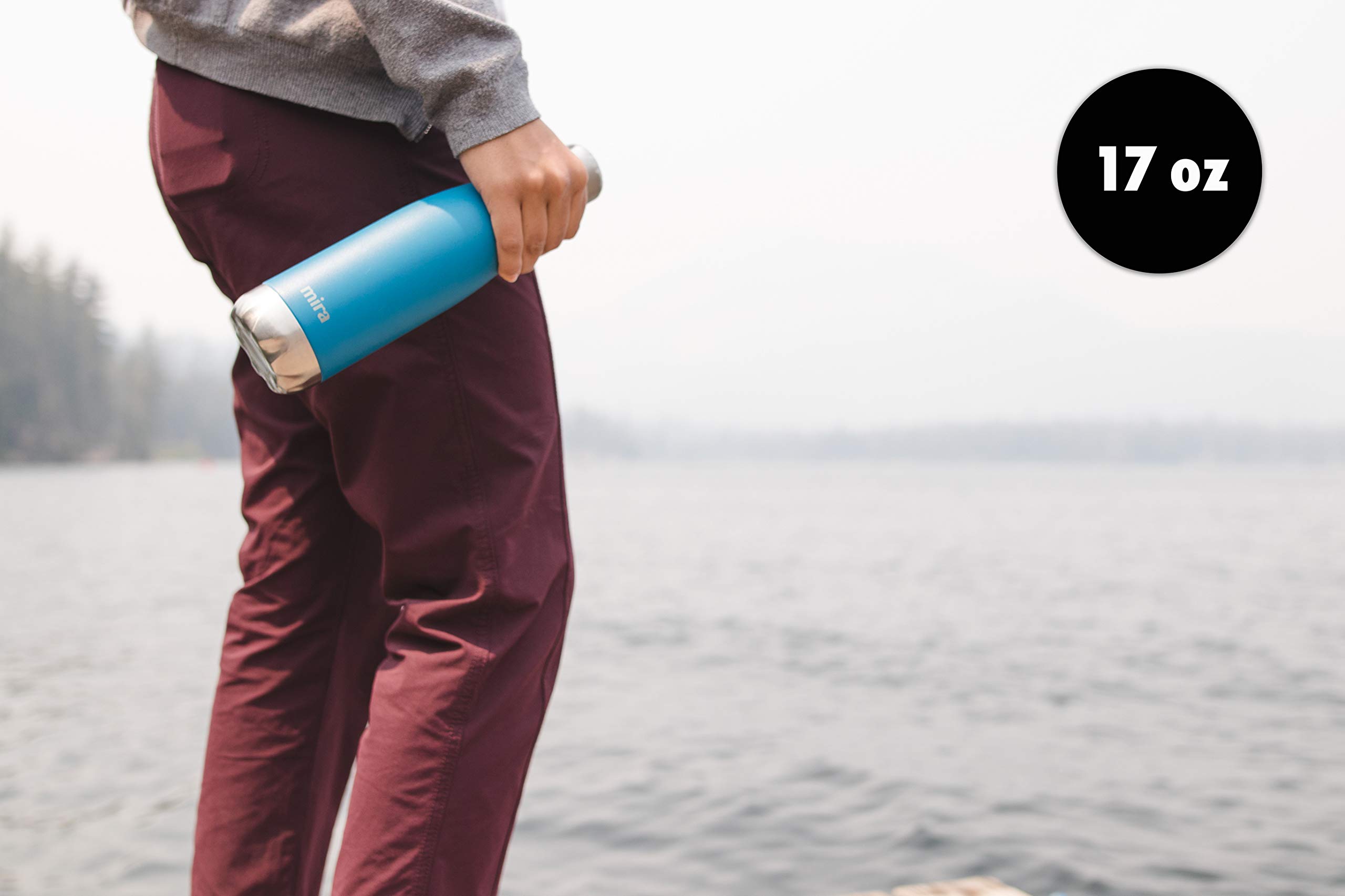 MIRA 17 oz Insulated Water Bottle - Stainless Steel Cola Shape Thermos - Double Wall Hot & Cold Flask (24Hr Cold/12Hr Hot) - Iris