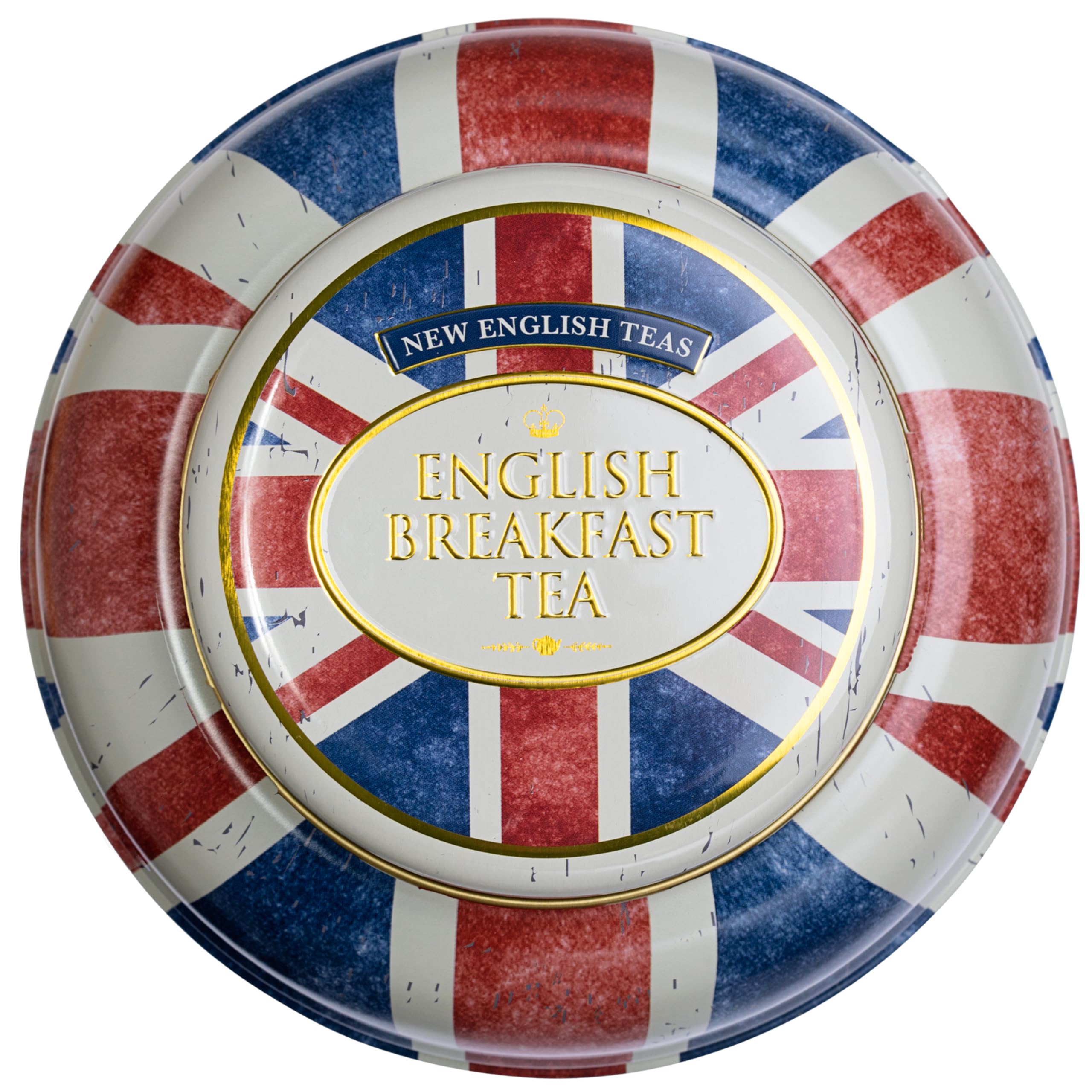 New English Teas Union Jack Large Round Tea Caddy with 240 English Breakfast Teabags