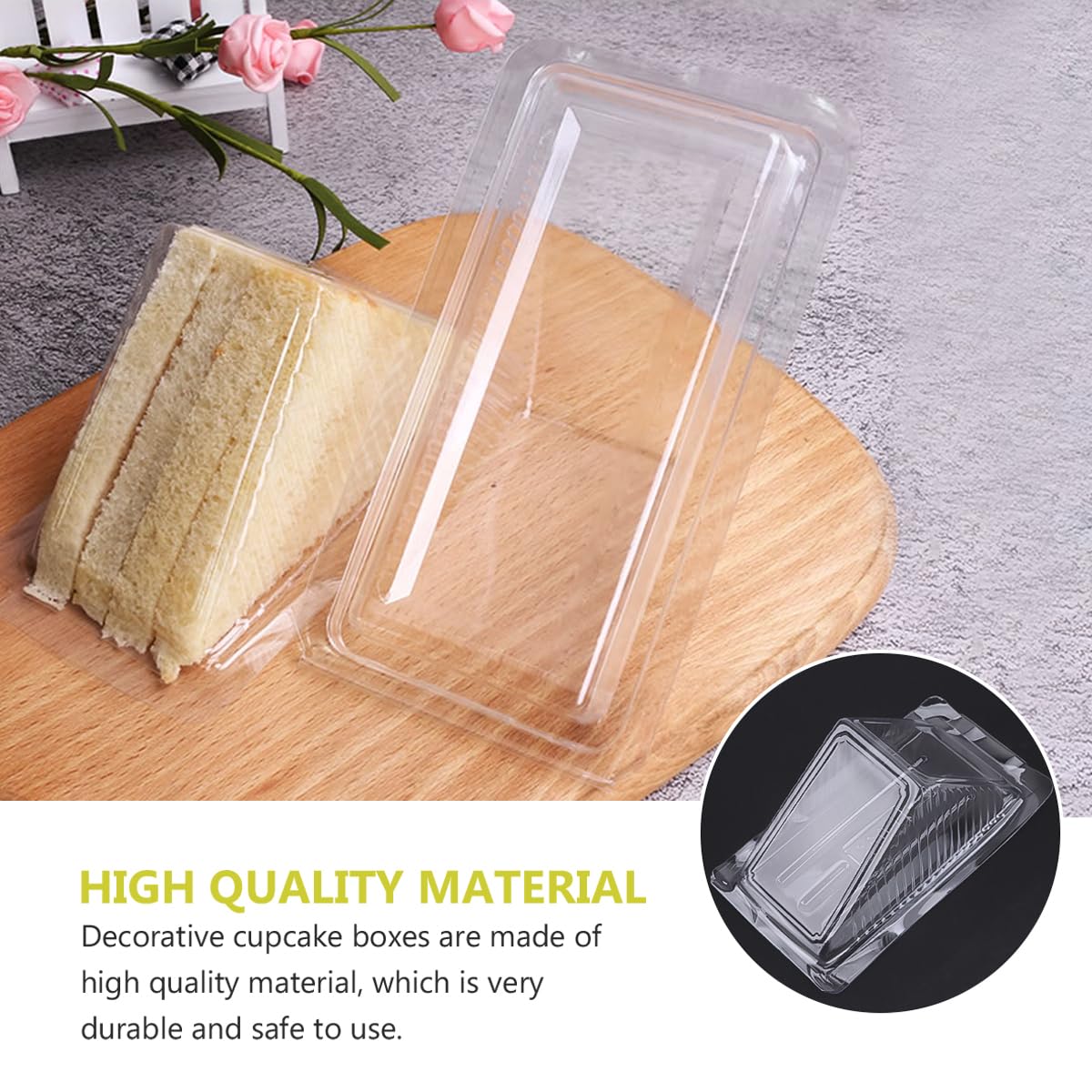 Hemoton 100pcs Clear Plastic Sandwich Packing Box Triangle Sandwich Holder Transparent Sandwich Container for Takeout and Lunch Packing