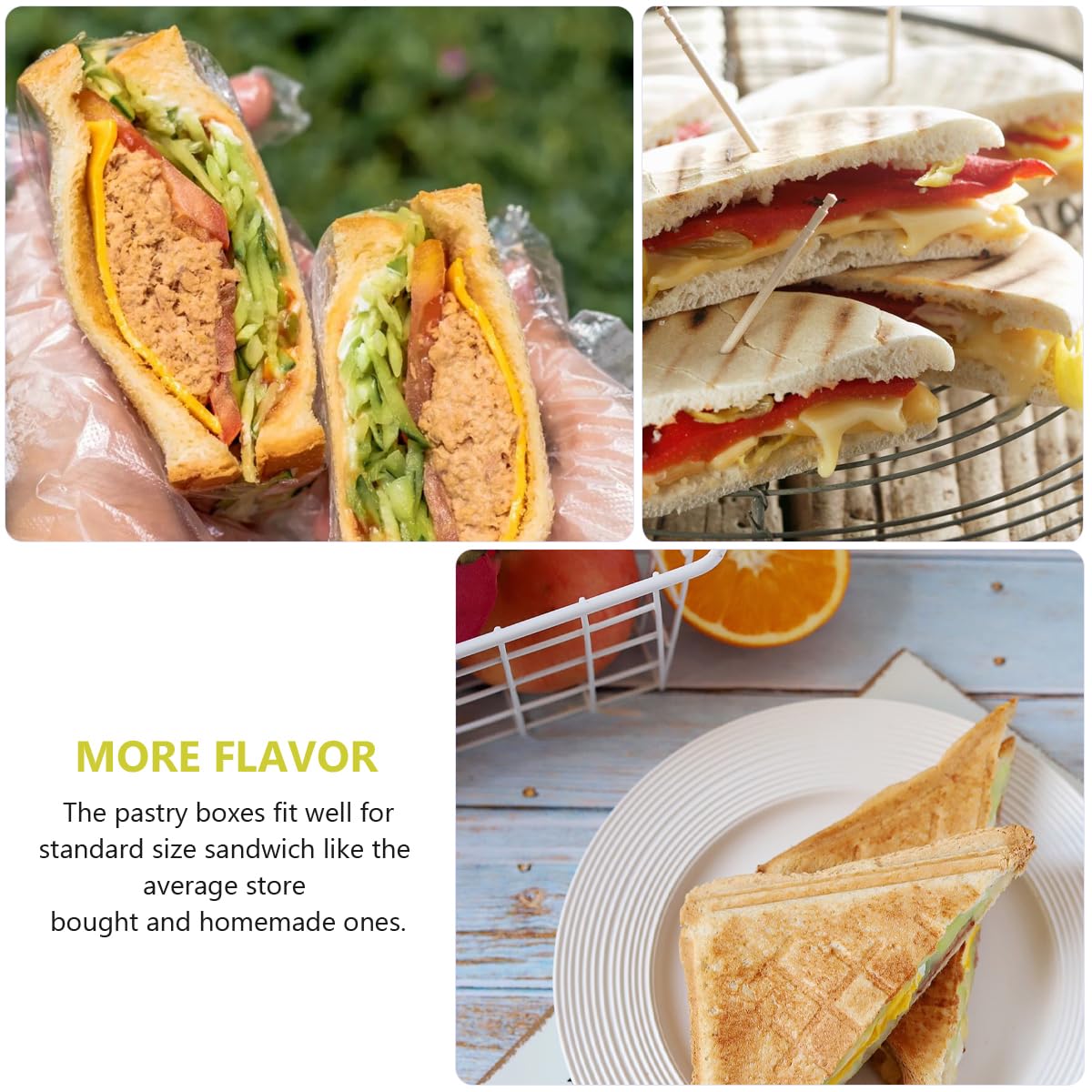 Hemoton 100pcs Clear Plastic Sandwich Packing Box Triangle Sandwich Holder Transparent Sandwich Container for Takeout and Lunch Packing