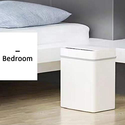 WENLII 12L Smart Trash Can Automatic Induction Infrared Motion Sensor Dustbin Home Kitchen Bathroom Waste Garbage Bin White