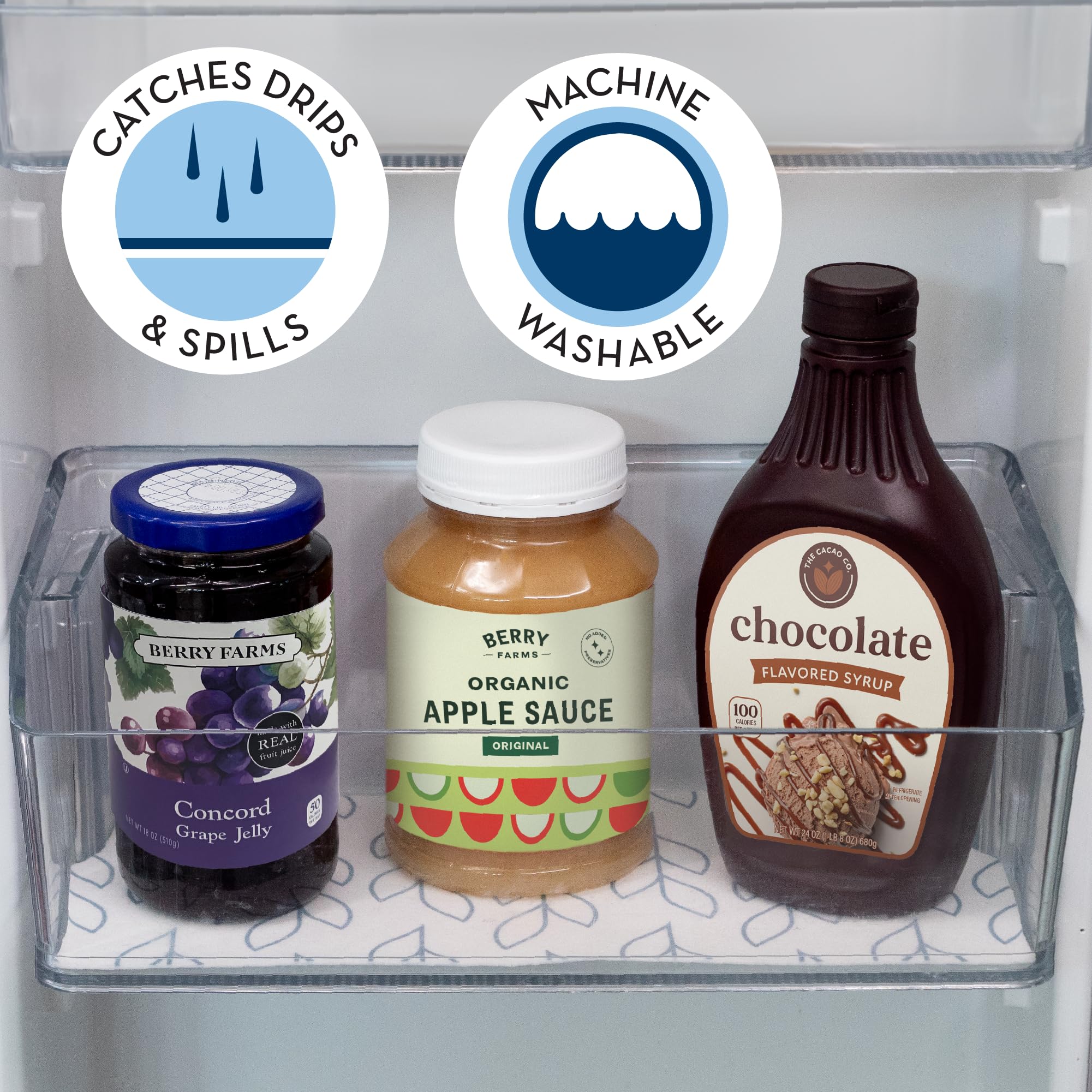 Envision Home Fridge Bin & Shelf Liners, 12 Inch x 24 Inch, Slate Leaf Print, 6 Pack