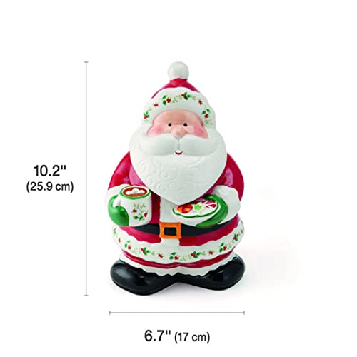 Pfaltzgraff Winterberry Santa Cookie Jar, 10 Inch, Multicolored