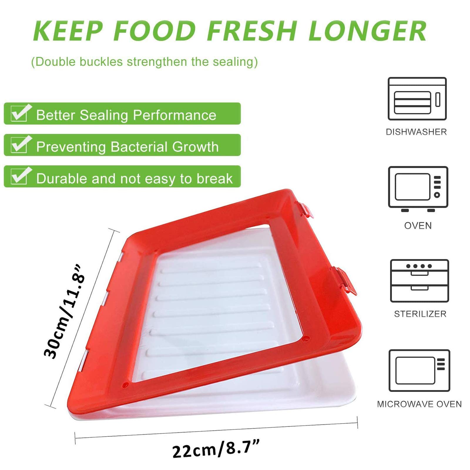 Food Plastic Preservation Tray, Stackable Food Tray Reusable Creative fresh tray food storage for Food Preservation (6 Pack)