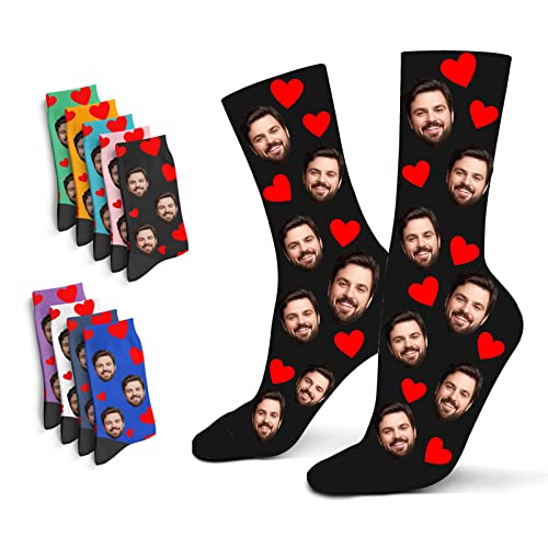Taksie Custom Face Socks with Picture, Personalized Socks with Photo Customized Unisex Funny Crew Sock Gifts for Men Women
