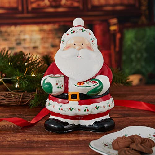 Pfaltzgraff Winterberry Santa Cookie Jar, 10 Inch, Multicolored