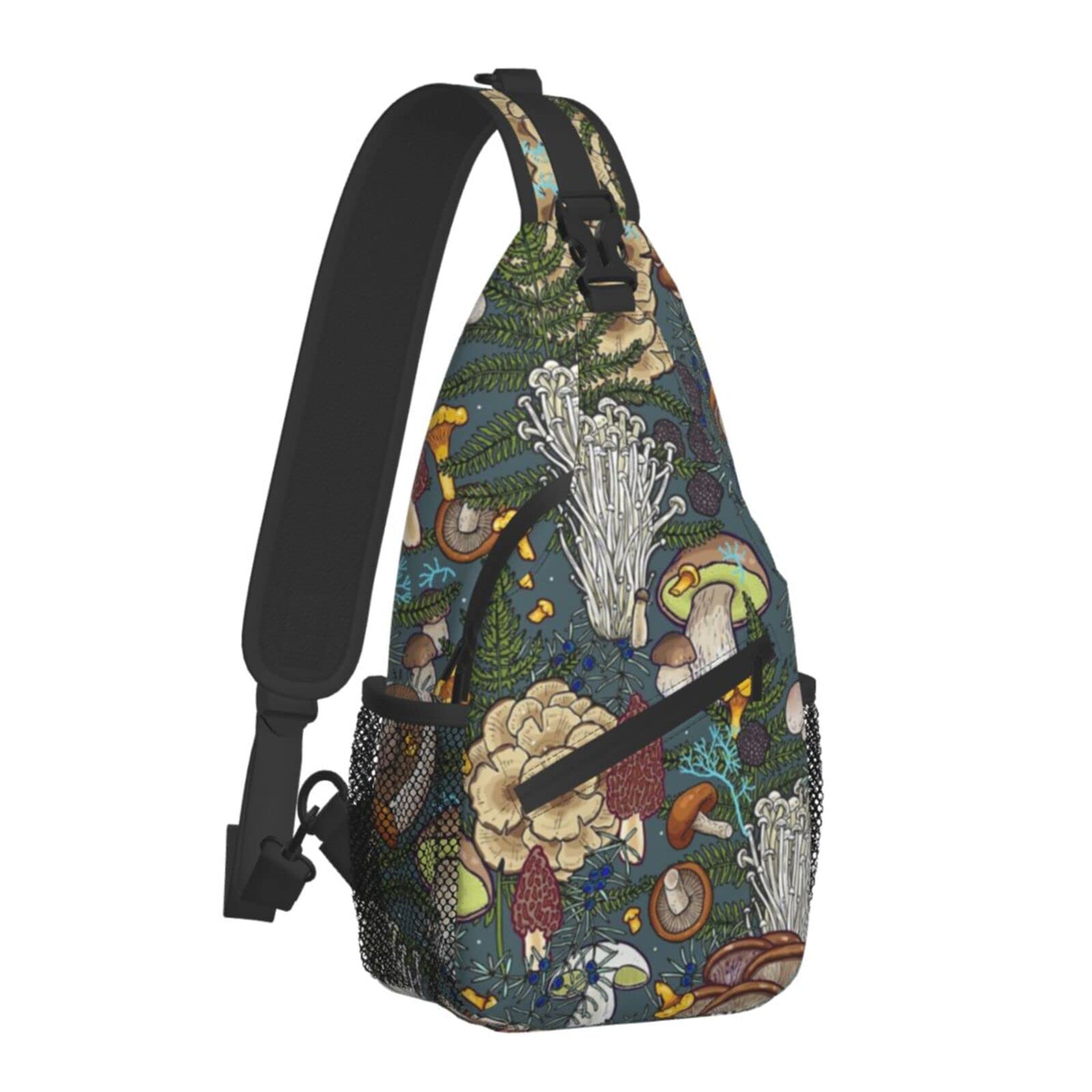 Mushroom Sling Backpack Sling Bag Travel Crossbody bag Triangle Chest Daypack Purse Hiking Shoulder Bag For Men Women Teen Gym Casual Climbing Runners Cycling