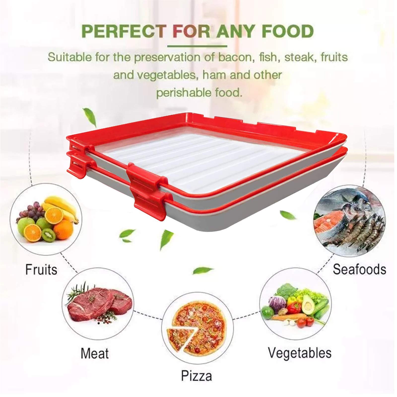 Food Plastic Preservation Tray, Stackable Food Tray Reusable Creative fresh tray food storage for Food Preservation (6 Pack)