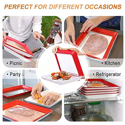 Food Plastic Preservation Tray, Stackable Food Tray Reusable Creative fresh tray food storage for Food Preservation (6 Pack)