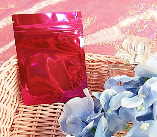 100PCS Metallic Foil Open Top Sealable Bags Double-Sided Color Mylar Foil Flat Heat Sealable Sample Ziplock Bag Durable Food Storage Bag With Tear Notches Pouches Bag For Candy Tea Sugar(3"x4")