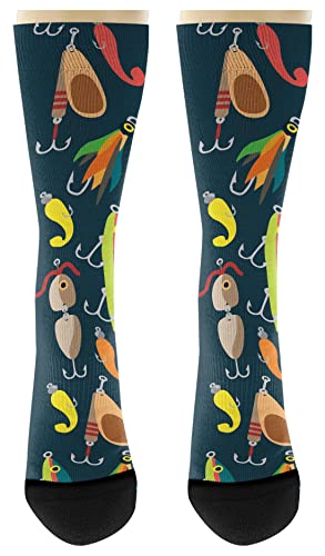 Funny Fishing Pole Humor Everyone Loves A Good Pole Dance Fishing Pun 1-Pair Novelty Crew Socks