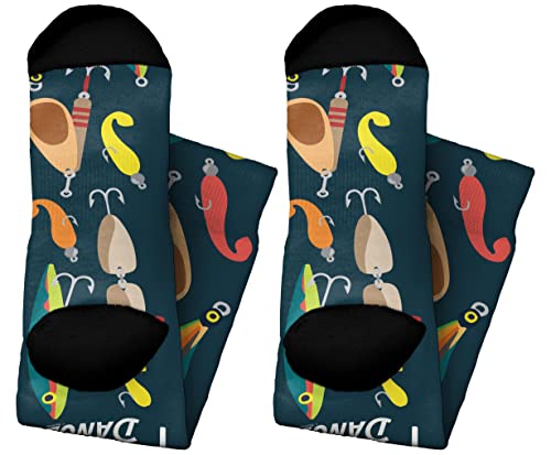 Funny Fishing Pole Humor Everyone Loves A Good Pole Dance Fishing Pun 1-Pair Novelty Crew Socks