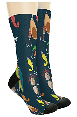 Funny Fishing Pole Humor Everyone Loves A Good Pole Dance Fishing Pun 1-Pair Novelty Crew Socks