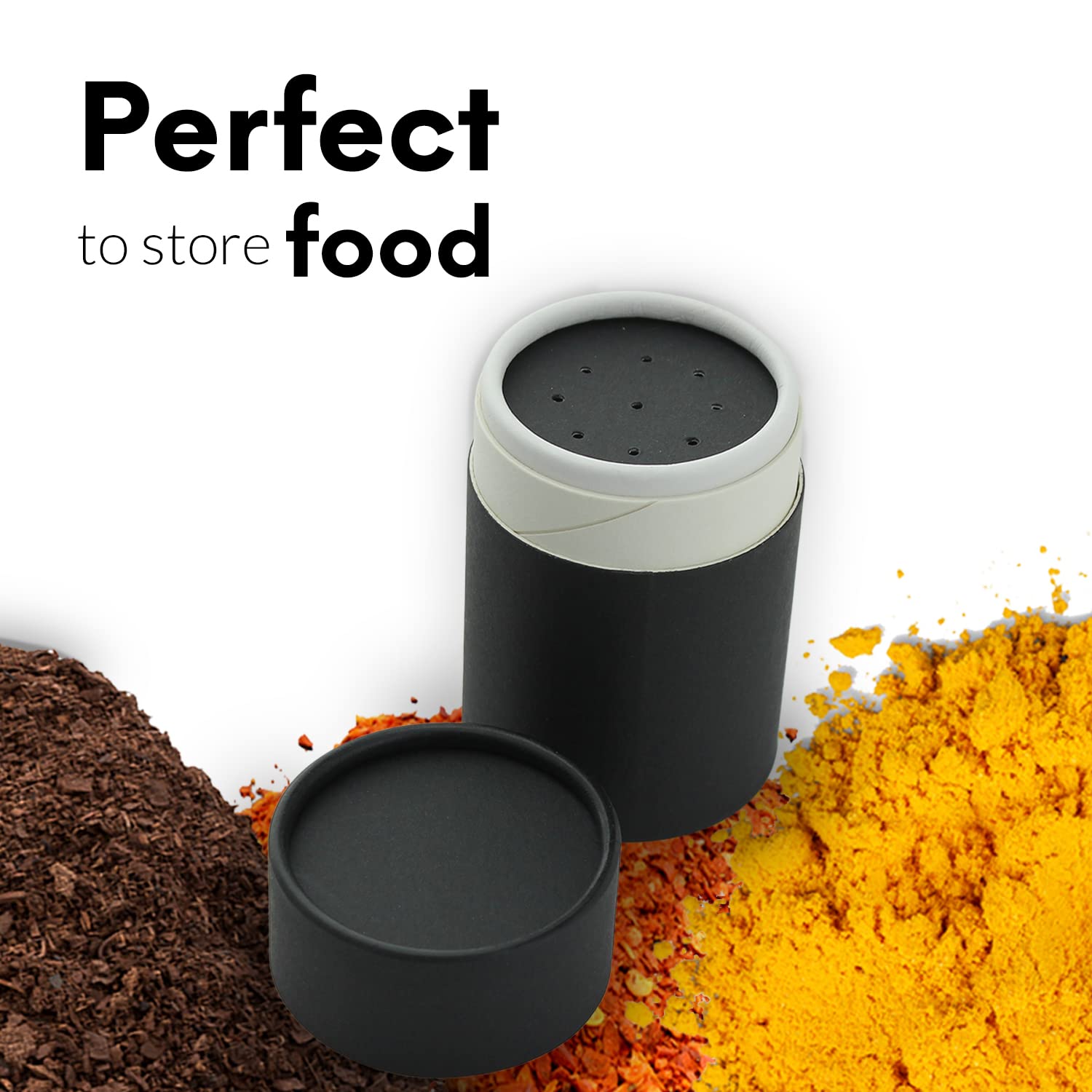 UTILE Powder Shaker Paperboard Cardboard 2 Oz Kraft Cylinder Tube with Lid β Empty Paper Sifter Containers for Storage Coffee Cosmetic Crafts (Black, 8 Pack)