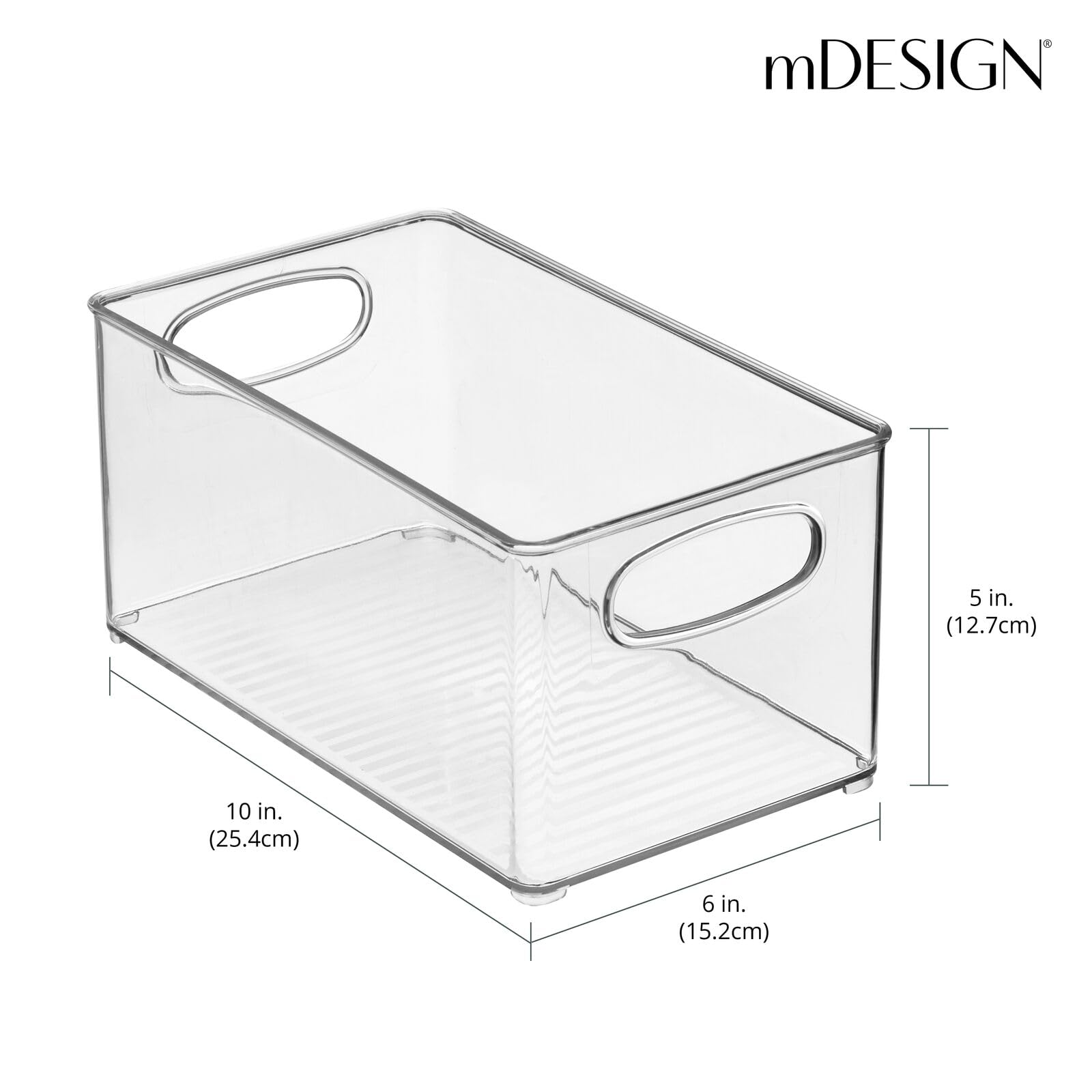 mDesign Plastic Kitchen Organizer - Storage Holder Bin with Handles for Pantry, Cupboard, Cabinet, Fridge/Freezer, Shelves, Counter - Holds Canned Food, Snacks - Ligne Collection - 6 Pack - Clear
