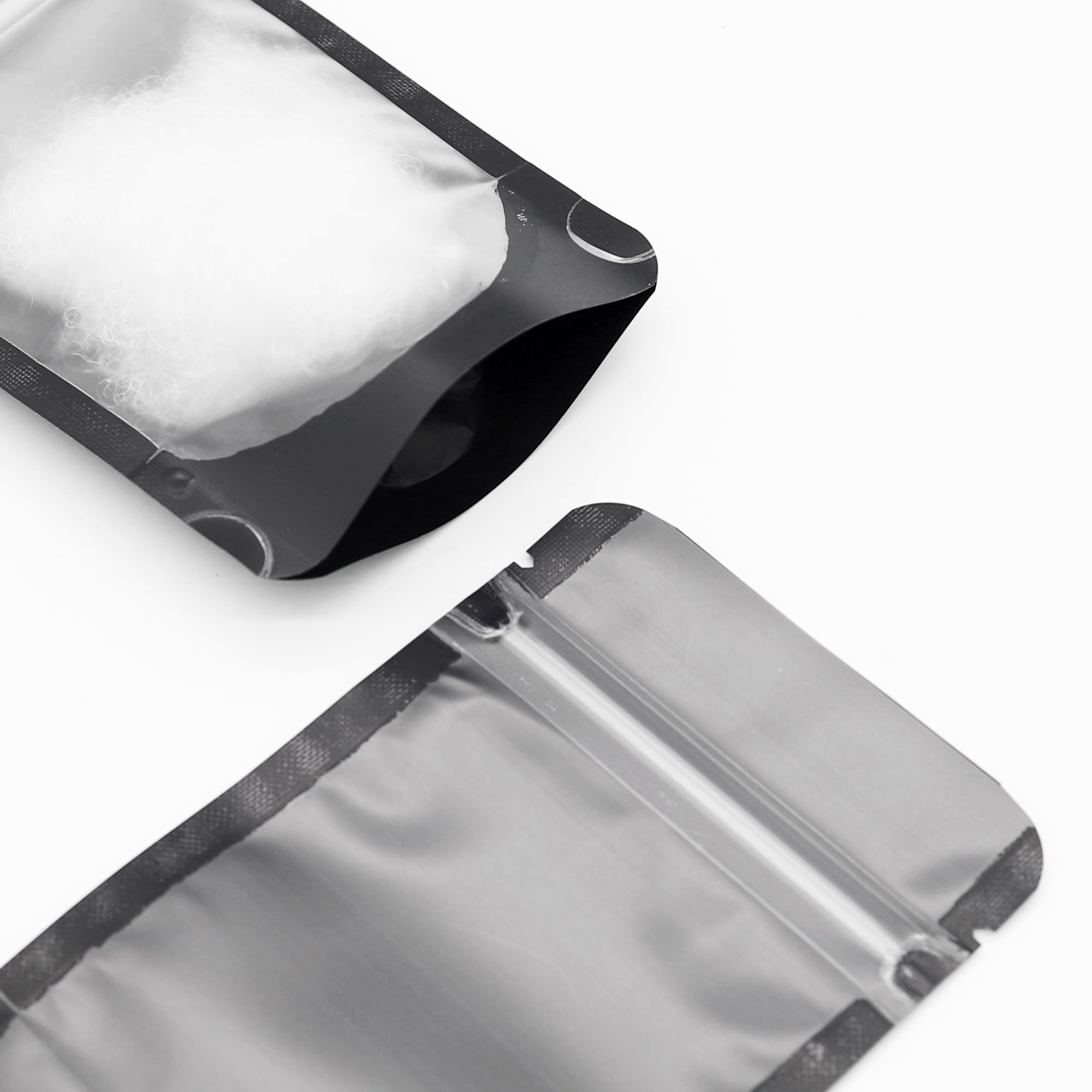 QQ Studio Pack of 100 Translucent Front Matte Black Poly Plastic Resealable Bags (0.8oz (3" x 5"), Stand-Up Pouch)