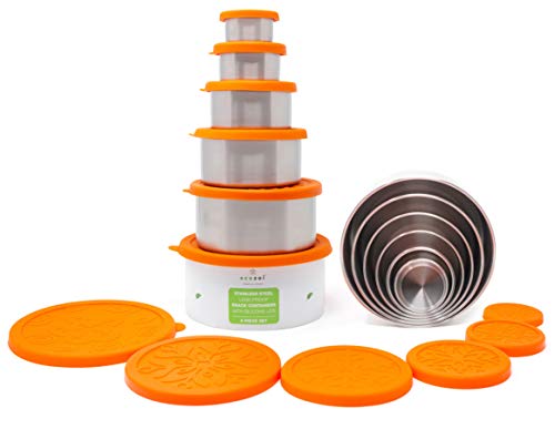 ecozoi Stainless Steel Food Storage Containers with Lids. 6 Pack Nesting, Stackable, Bento Box Set. BPA Free, Dishwasher Safe, Spillproof Metal Meal Prep Bowls for Lunch, Salad, Hot Food