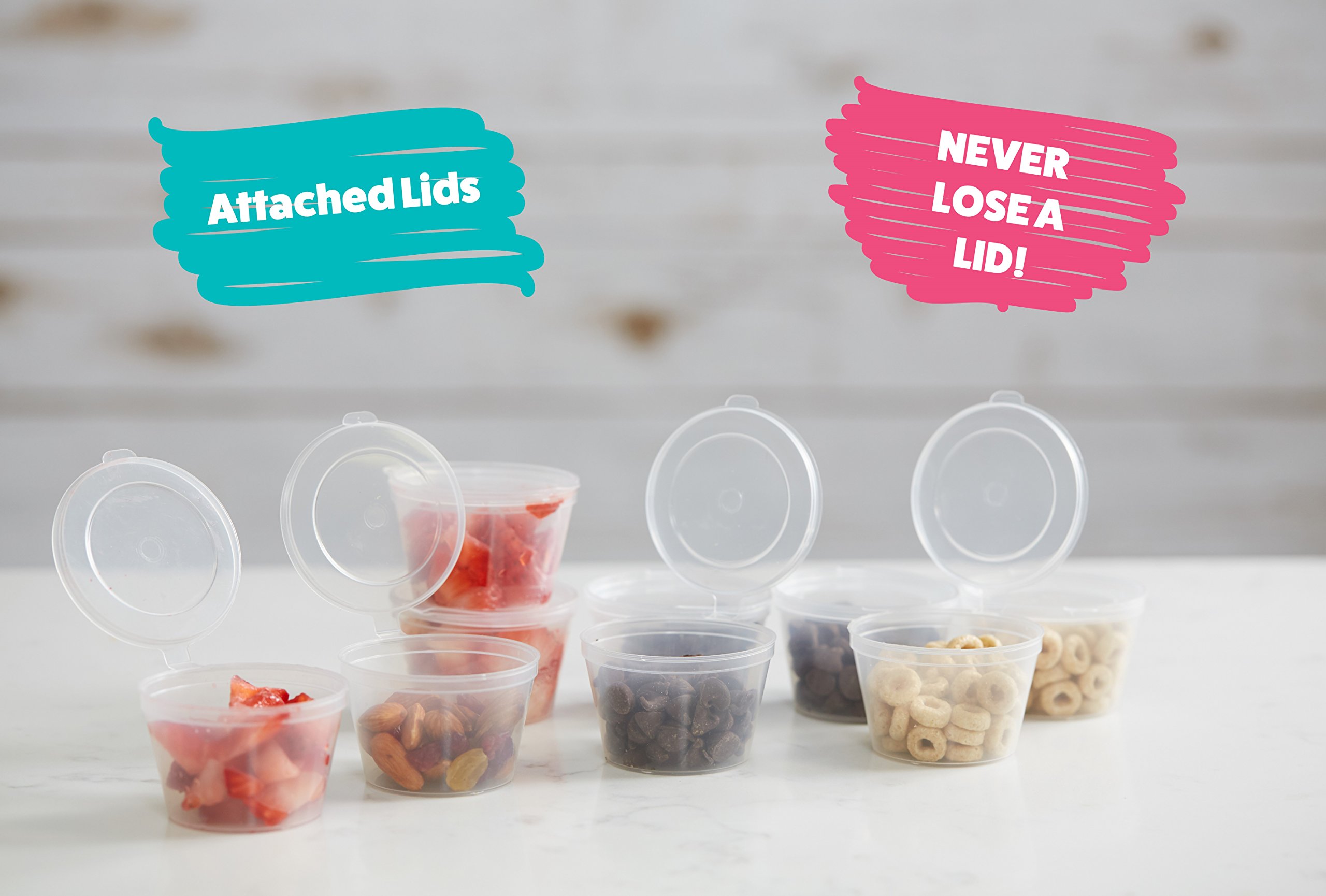 110 Pack Leak Proof Condiment Freezer Storage Containers with Hinged Lids (3 Ounces) | Slime Storage| Travel Snack Cups | Store Homemade, Organic Purees | Freezer and Dishwasher Safe