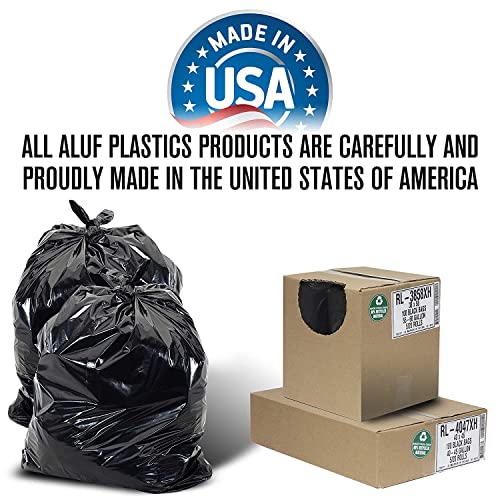 Aluf Plastics - RL-3036XH 20-30 Gallon Trash Can Liners (100 Count) - 30" x 36" - Thick 1.5 MIL Equivalent Black Trash Bags for Bathroom, Kitchen, Office, Industrial, Commercial, Recycling and More