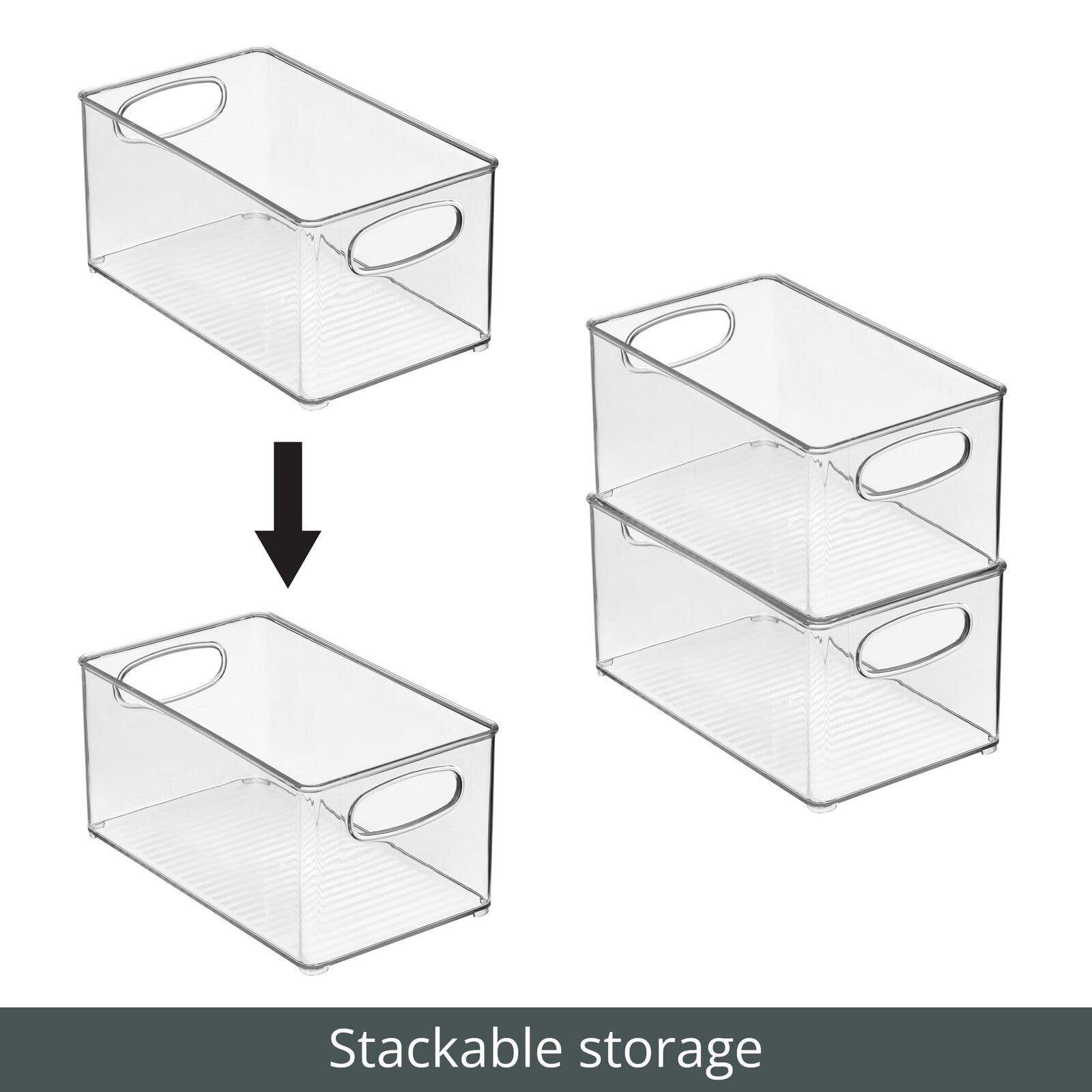 mDesign Plastic Kitchen Organizer - Storage Holder Bin with Handles for Pantry, Cupboard, Cabinet, Fridge/Freezer, Shelves, Counter - Holds Canned Food, Snacks - Ligne Collection - 6 Pack - Clear