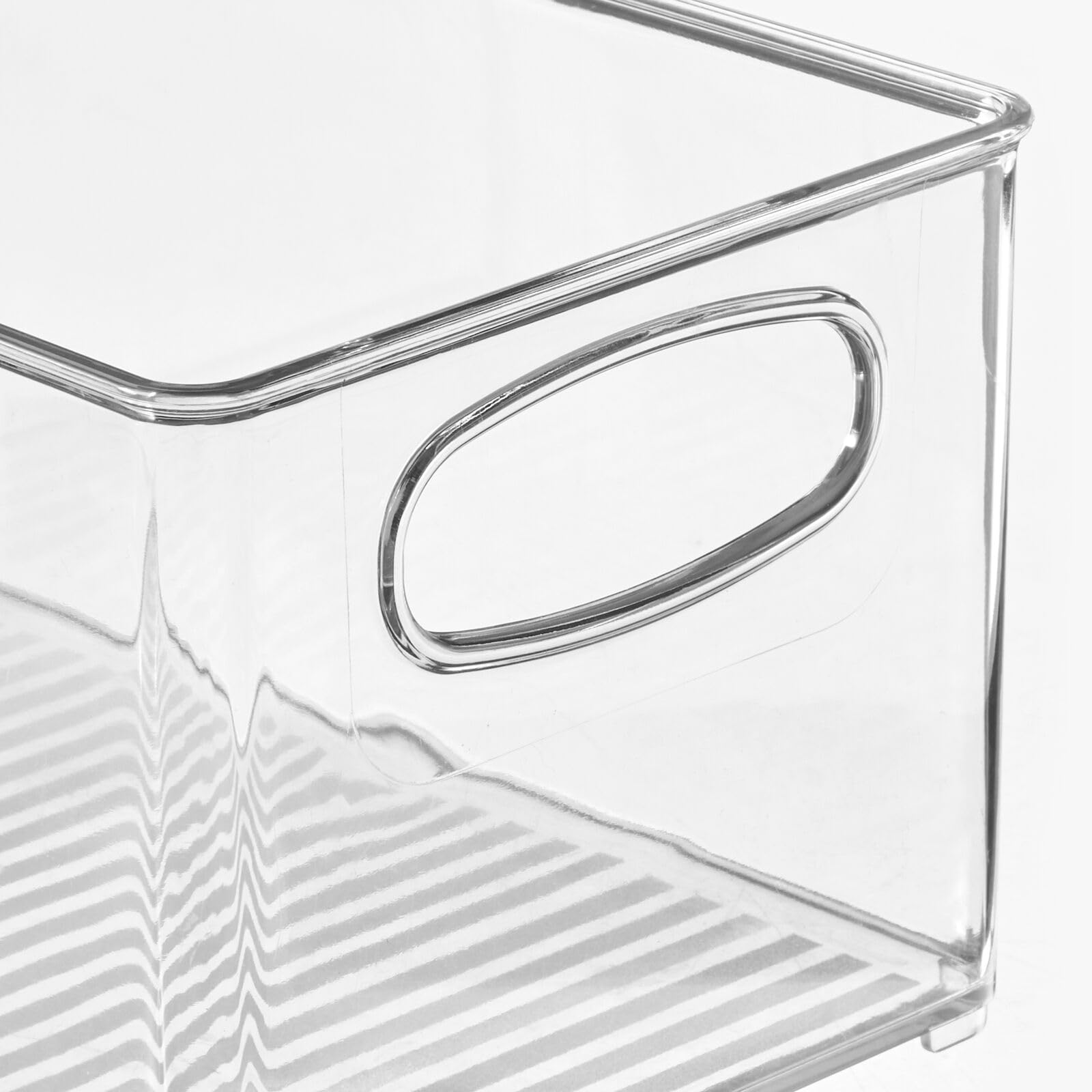 mDesign Plastic Kitchen Organizer - Storage Holder Bin with Handles for Pantry, Cupboard, Cabinet, Fridge/Freezer, Shelves, Counter - Holds Canned Food, Snacks - Ligne Collection - 6 Pack - Clear