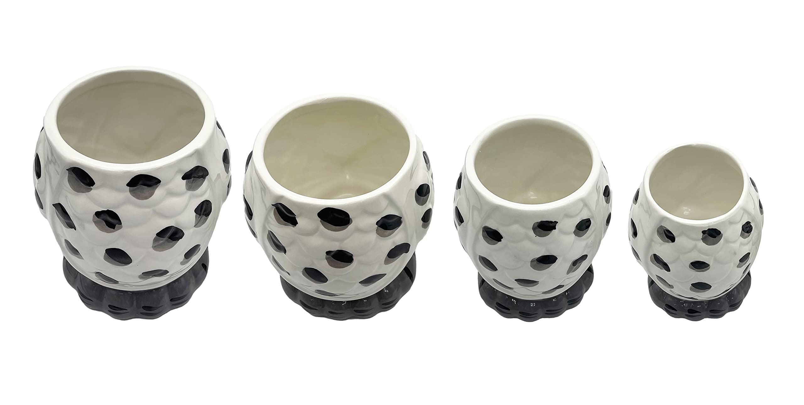 ACK Tuscany Cute Black and White Owl 4PCs Canister Set with Lid, Kitchen Storage Jar, Food Storage Container, Airtight Storage Container With Rubber Seal