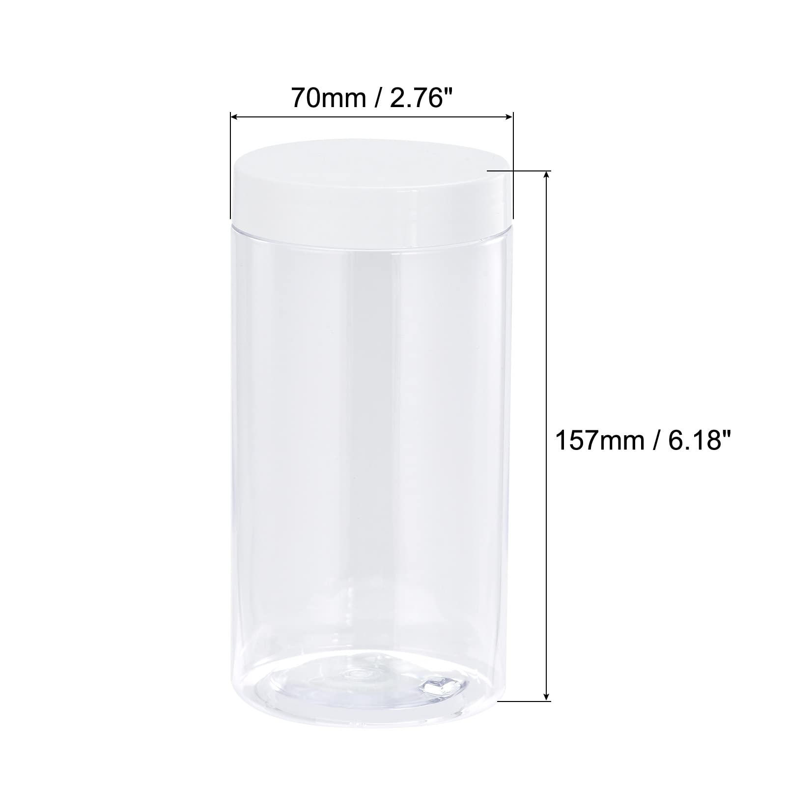 uxcell Round Plastic Jars with White Screw Top Lid, 17oz/ 500ml Wide-mouth Clear Empty Containers for Storage, Organizing, 6Pcs