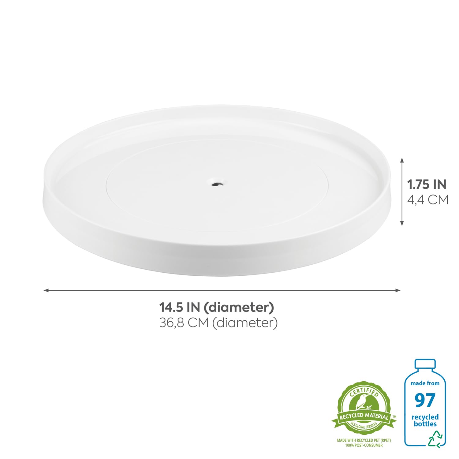 iDesign Linus Lazy Susan Turntable Spice Organizer Rack for Kitchen Pantry, Cabinet, Countertops - 14", White