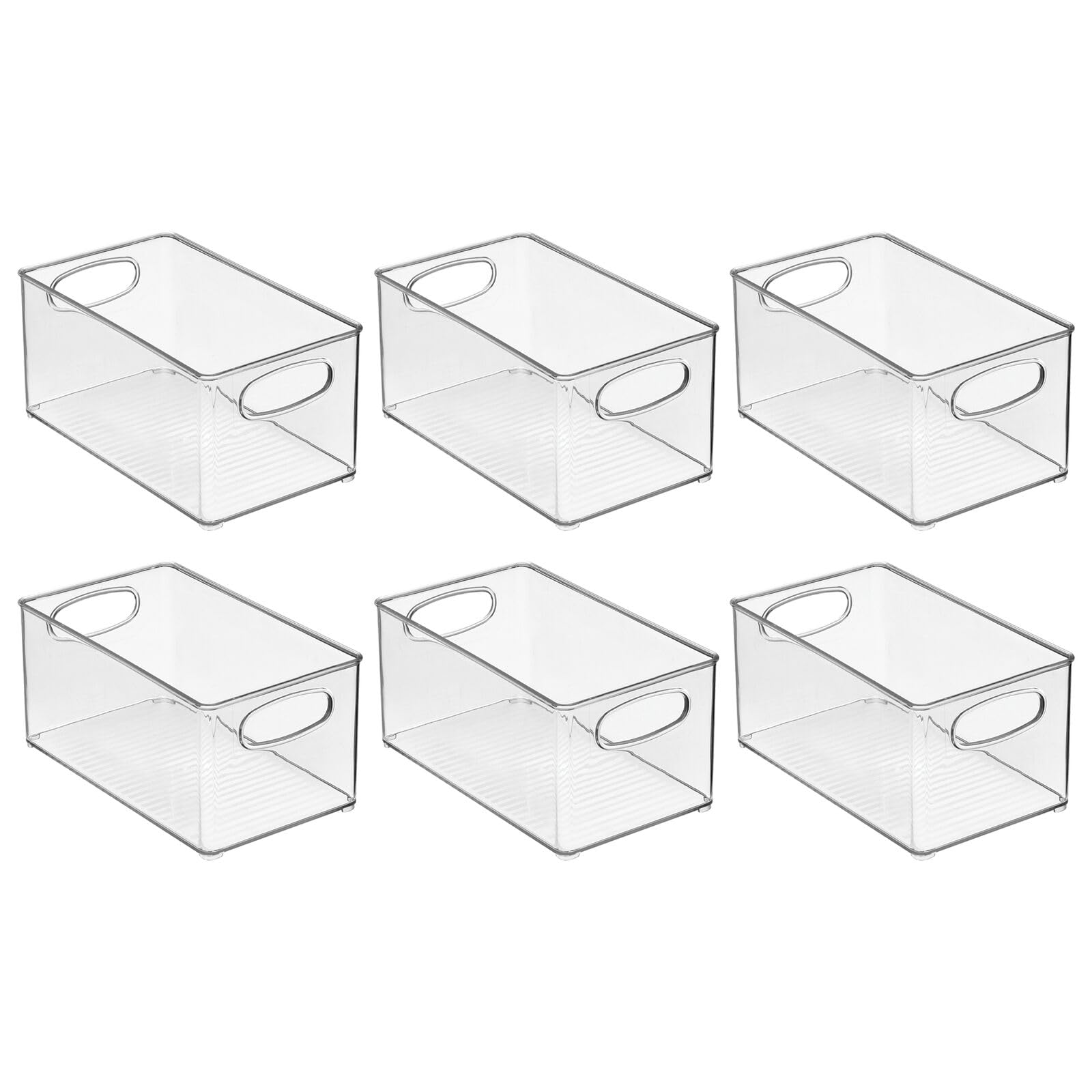 mDesign Plastic Kitchen Organizer - Storage Holder Bin with Handles for Pantry, Cupboard, Cabinet, Fridge/Freezer, Shelves, Counter - Holds Canned Food, Snacks - Ligne Collection - 6 Pack - Clear