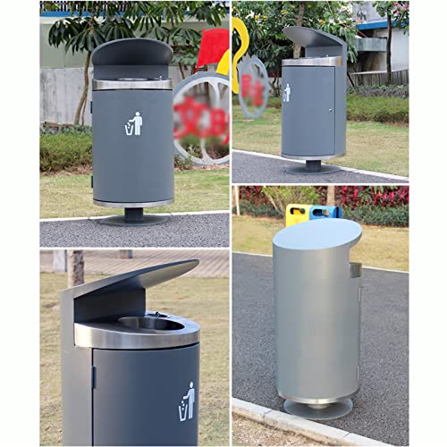 DYPASA Outdoor Trash Cylindrical Trash Can, Semi-Open Stainless Steel Outdoor Trash Can with Ashtray, Durable Commercial Outdoor Waste Container, Easy to Install Outdoor Garbage Can