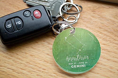 Trend Setters Ltd. – Gemini Zodiac - Personalized –Acrylic Keychain – Fused Image Birthday Gift Stocking Stuffer
