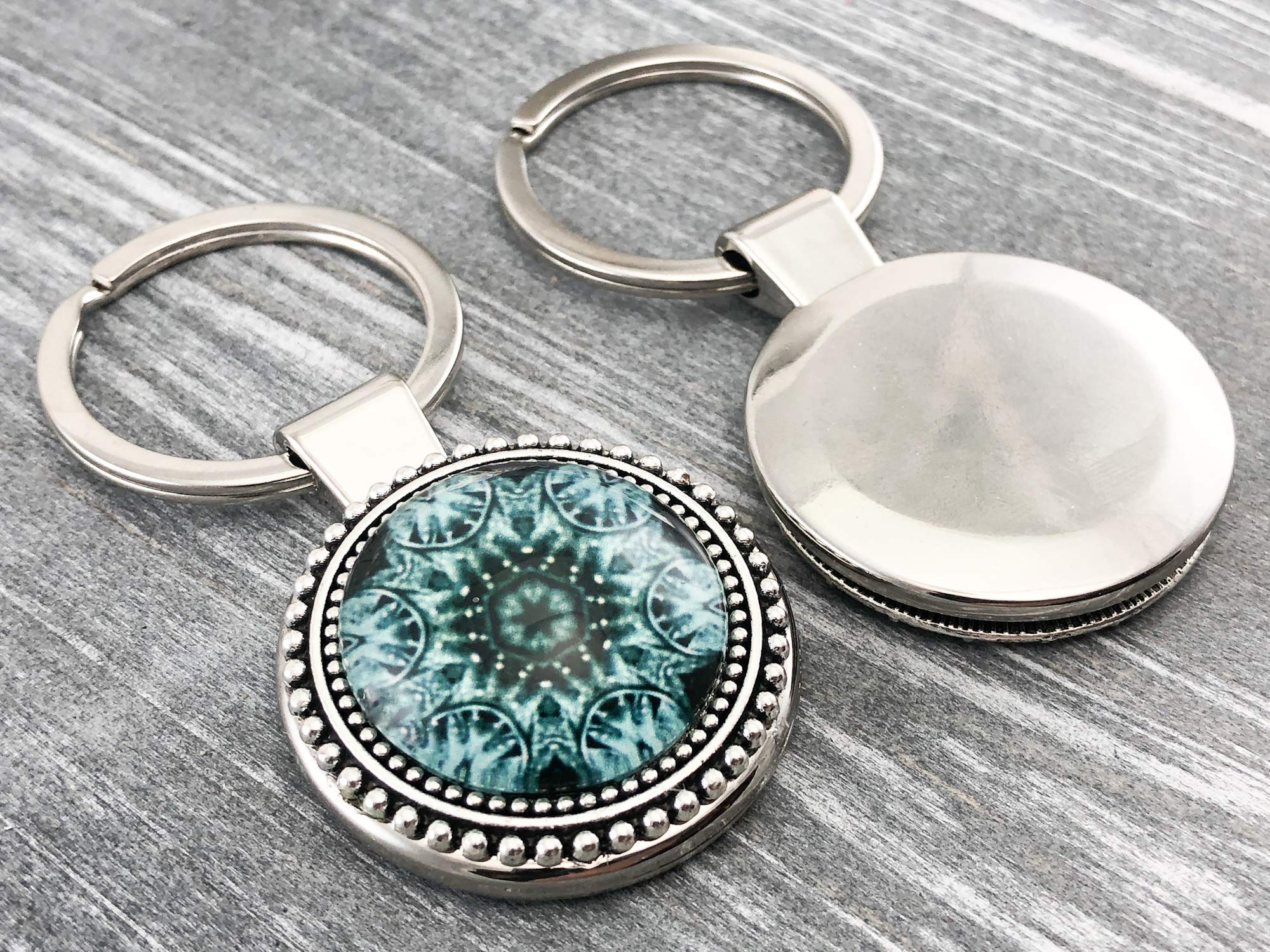 Teal Medallion Keychain for Women Handbag Charm