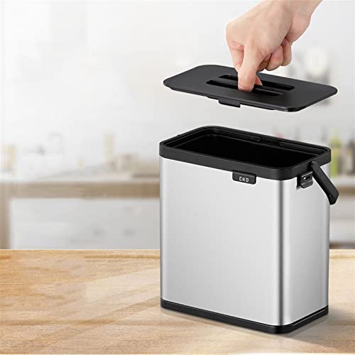 DYPASA Garbage Can 3L Kitchen Trash Can Wall Mounted Stainless Steel Desktop Cabinet Door Trash Storage Bucket Small with Cover Trash Bin