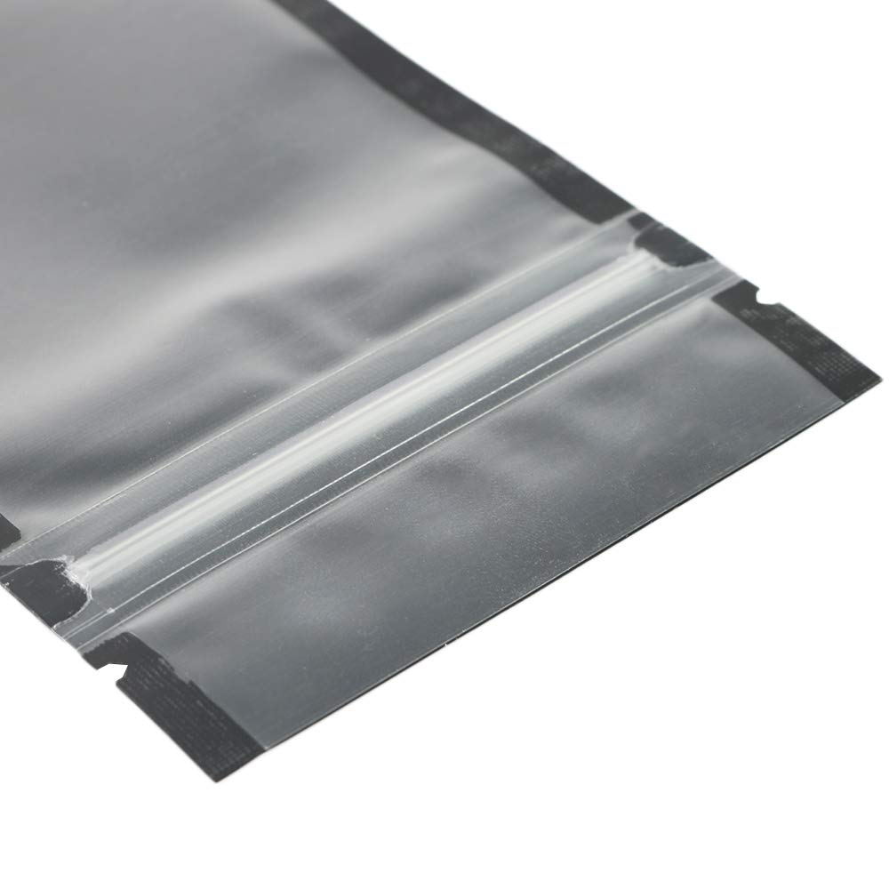 QQ Studio Pack of 100 Translucent Front Matte Black Poly Plastic Zip Top Bags (0.7oz (3" x 5"), Flat Pouch)